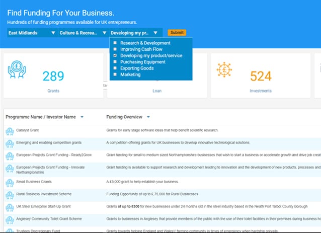 Funding Database – UK Small Business Startups and Funding